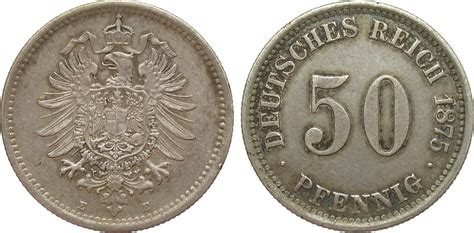 Kaiserreich 50 Pfennig 1875 E VF EF MA Shops