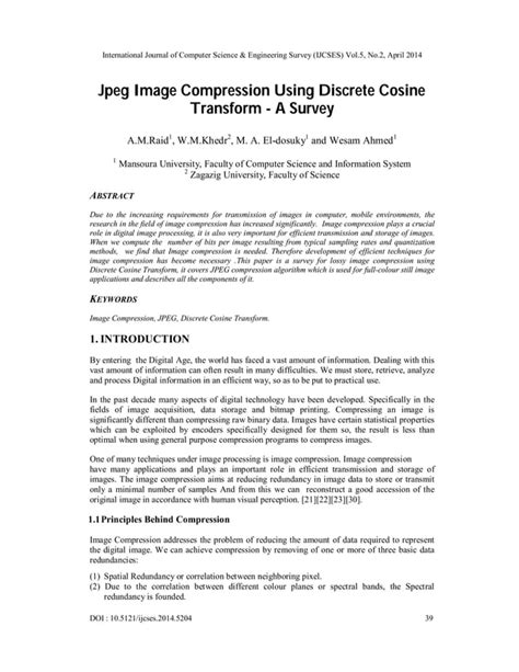 jpeg image compression using discrete cosine transform a survey pdf