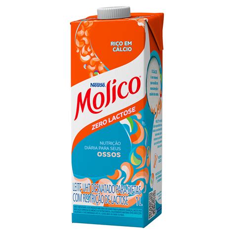 Leite UHT Desnatado Zero Lactose Molico Caixa Tampa 1L Tenda Atacado