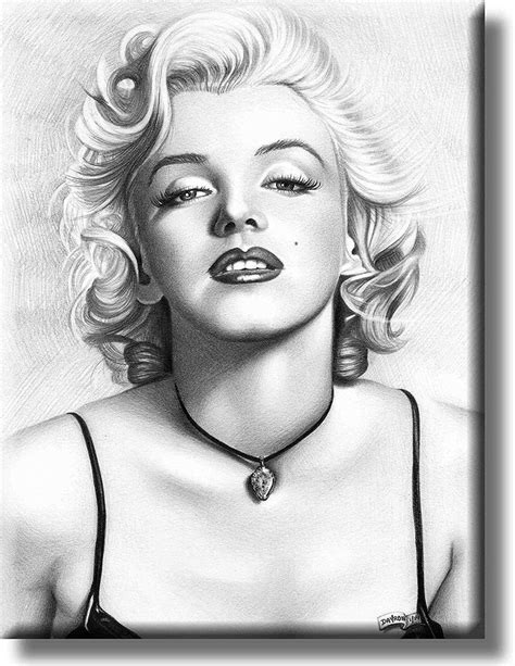 Marilyn Monroe And Necklace Drawing Vintage Picture On Stretched Canvas