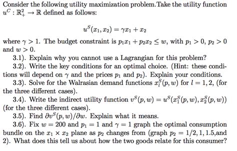 solved consider the following utility maximization