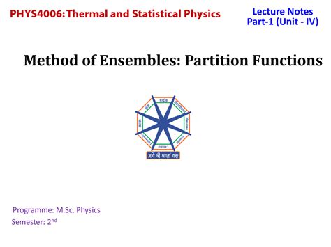 method of ensembles partition functions docsity