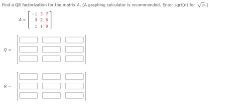 solved find a qr factorization for the matrix a a graphing