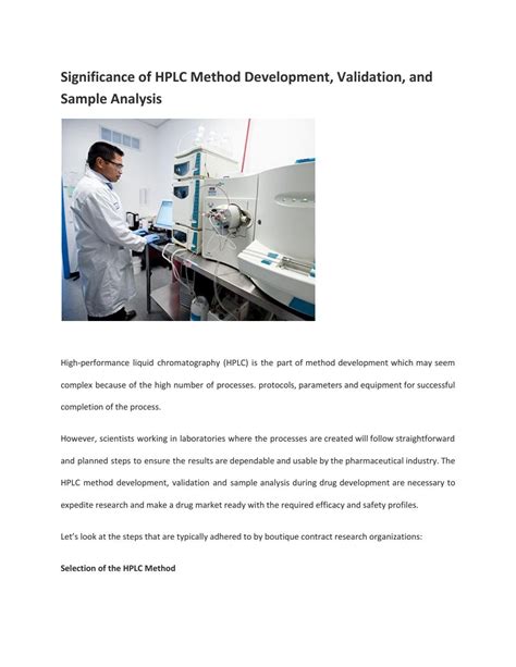 significance of hplc method development validation and sample analysis by mariabrownema issuu