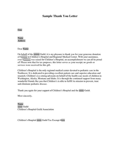 Free Sample Thank You Letter For Donation