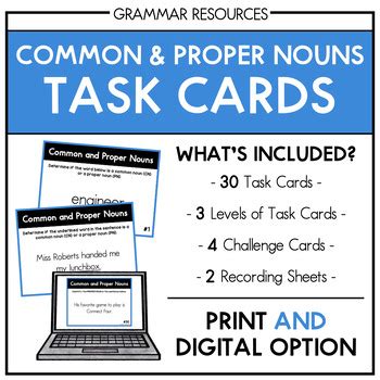 Common And Proper Nouns Task Cards By Teaching To Engage TPT
