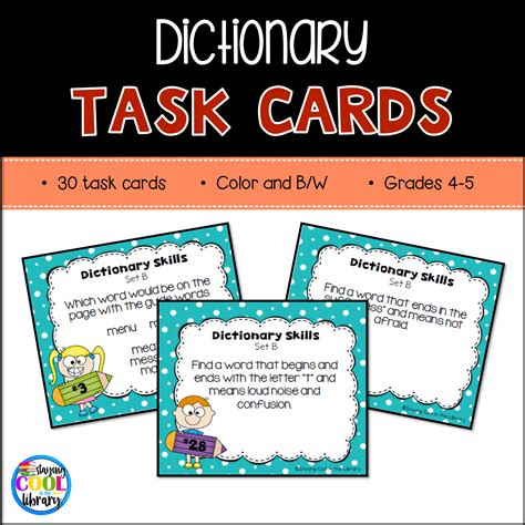 Dictionary Skills Task Cards For Grades 4 5