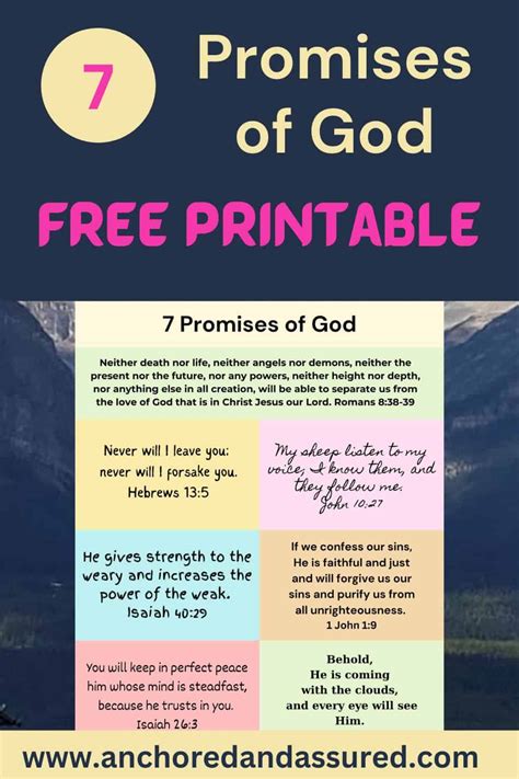 Promises Of God In The Bible Free Printable Anchored And Assured
