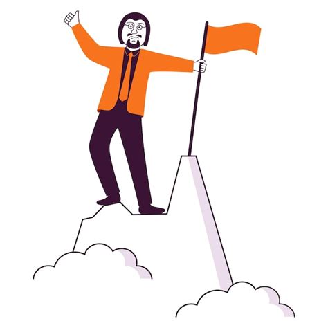 Premium Vector Doodle Businessman Standing Proud On Top A Successful