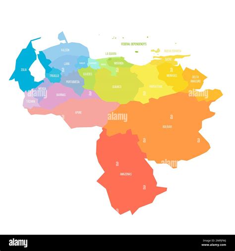 Venezuela Mapa político de las divisiones administrativas Imagen Vector