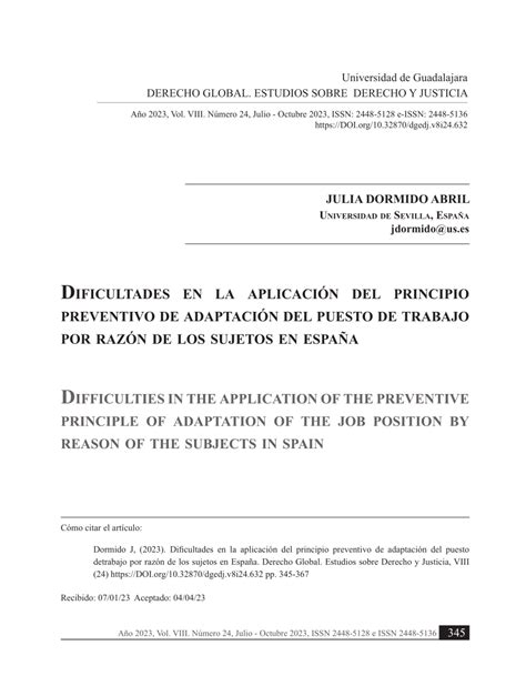 PDF Dificultades en la aplicación del principio preventivo de