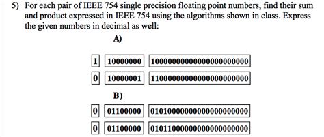 solved for each pair of ieee 754 single precision floating