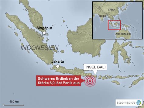 StepMap Schweres Erdbeben bei Bali Landkarte für Indonesien
