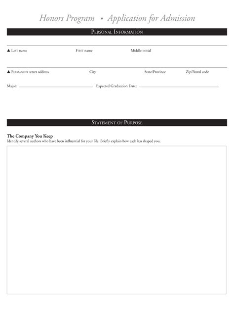 Fillable Online Tcc Trnty Honors Program Application For Admission