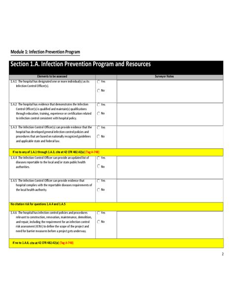 Infection Control Risk Assessment Worksheet
