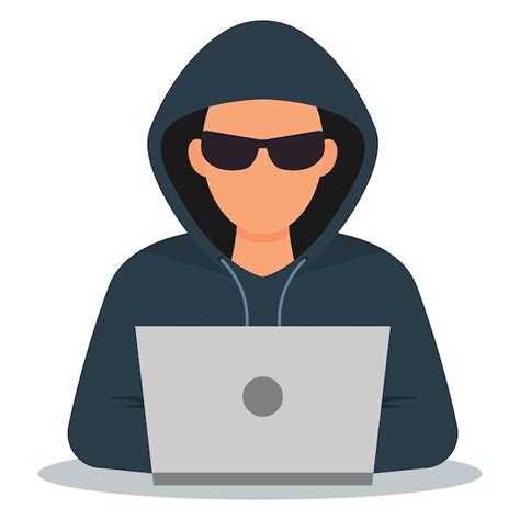 Premium Vector Hacker In Black Glasses With A Laptop Network Hacking