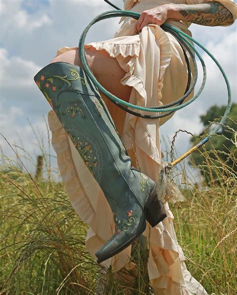 BONJOMARISA Frauen Bestickt Westlichen Knie Hohe Stiefel Cowboy