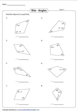 Finding Angles Of A Kite Using Properties Worksheets Worksheets Library