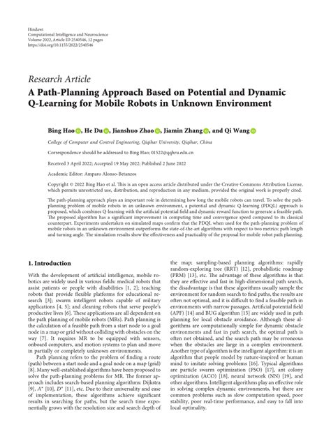 pdf a path planning approach based on potential and dynamic q learning for mobile robots in