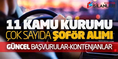 11 Kamu Kurumu Çok Sayıda Şoför Alımı Yapacak Güncel Başvurular