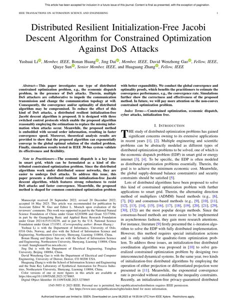 Pdf Distributed Resilient Initialization Free Jacobi Descent