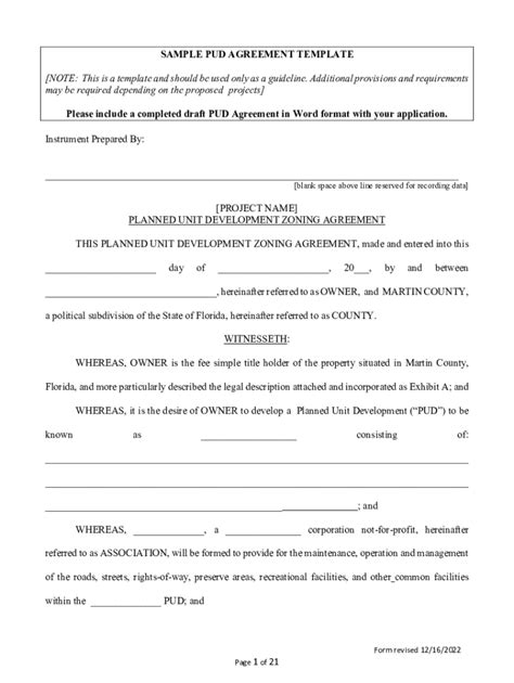 Fillable Online PUD Agreement Template Fax Email Print PdfFiller
