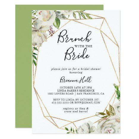 Gold Geometric Peony Brunch With The Bride Shower Invitation Winter