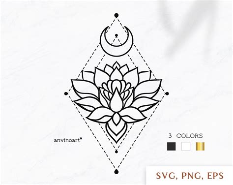 Mandala Svg Moon Lotus Svg Sacred Geometry Lotus Flower Etsy