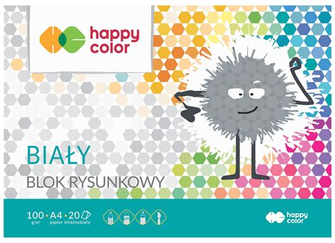 Blok rysunkowy ŚNIEŻNO BIAŁY HAPPY COLOR A4 20 kartek 100g GRUBY