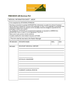 Fillable Online PRECISION AIR Services PLC MEDIF CARD MEDICAL