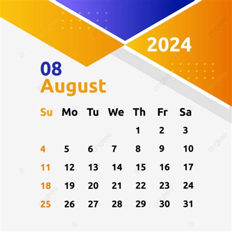 August 2024 Calendar Design Vector August 2024 August 2024 Calendar
