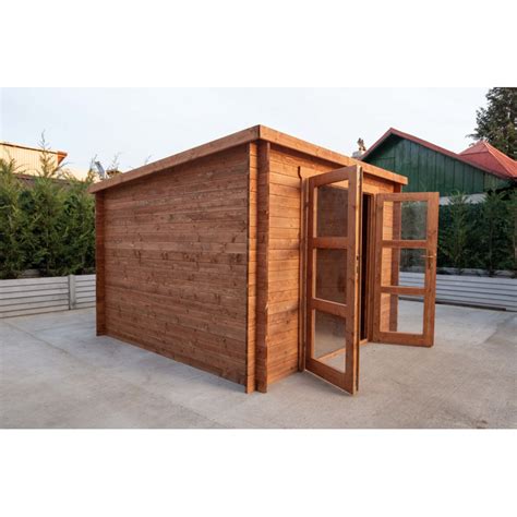 Abri Penty madriers 28mm traité 9m² tuiles Gardy Shelter