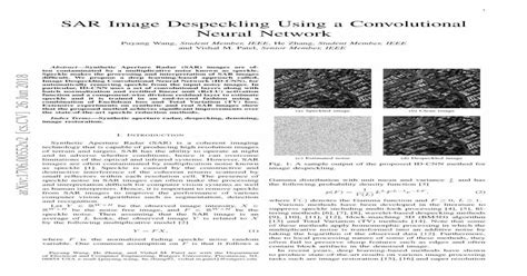 pdf sar image despeckling using a convolutional neural network · 1 sar image despeckling using