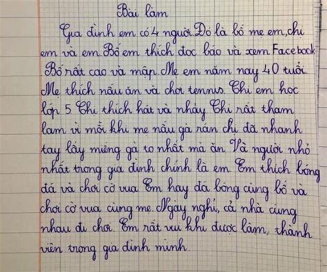 Bài văn tả thực của cậu bé lớp 2 khiến CĐM cười ra nước mắt