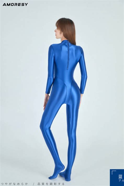 AMORESY Shiny Glossy Satin Spandex Silk Full Body Swimsuit Etsy