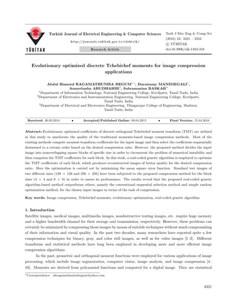 pdf evolutionary optimized discrete tchebichef moments for image compression applications