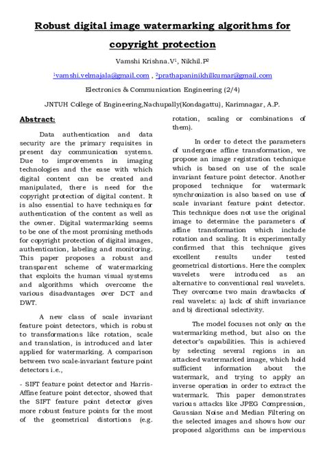 pdf robust digital image watermarking algorithms for copyright protection vamshi velmajala