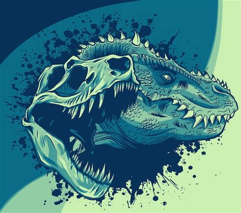 Ilustración de tyrannosaurus rex con calavera Vector Premium