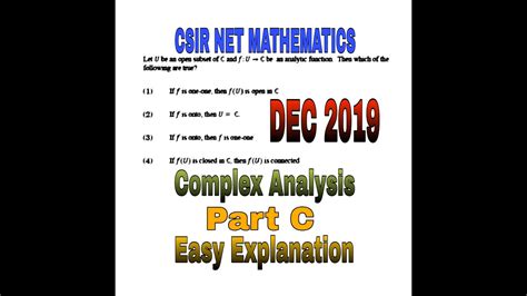 csir net mathematics dec 2019 complete solution complex analysis sec b sec c