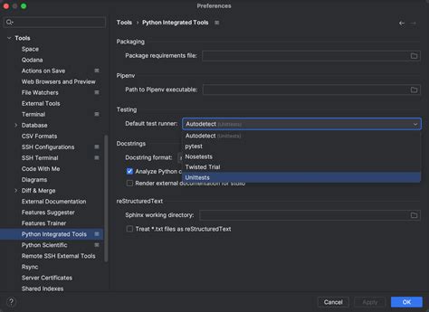 Testing Frameworks Pycharm Documentation