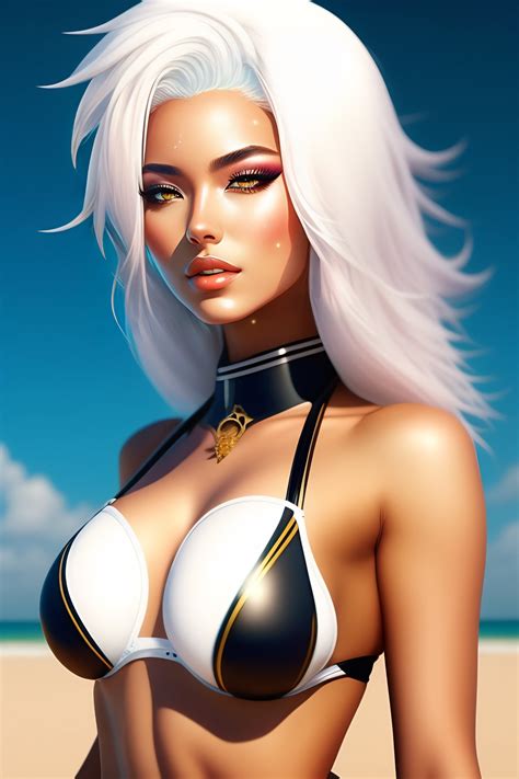 Lexica Anime Woman Wearing Bikini With White Hair