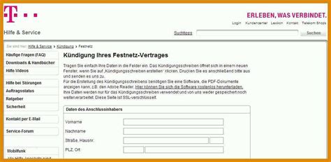 Original Kündigung Telekom Vorlage Festnetz 286527 Muster Vorlagen