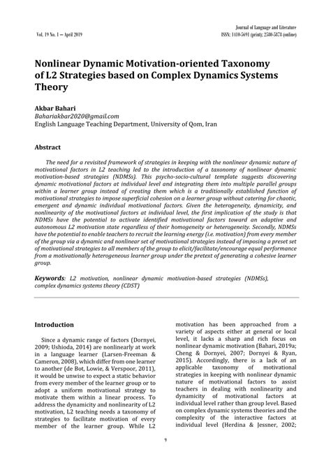 pdf nonlinear dynamic motivation oriented taxonomy of l2 strategies