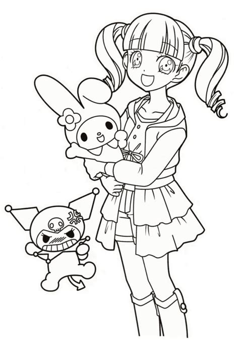 My Melody Kuromi Baku Uta Yumeno Coloring Pages My Melody Coloring