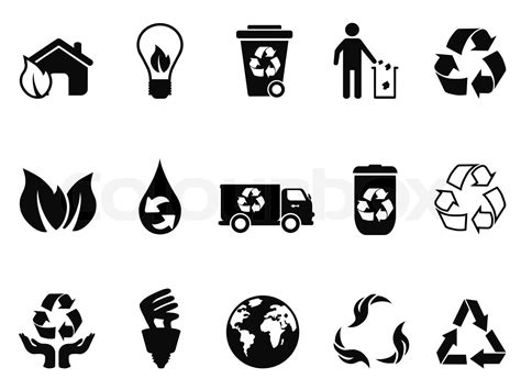 Black Recycling Icons Set Stock Vector Colourbox