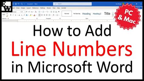 How To Add Line Numbers In Microsoft Word Pc Mac Youtube