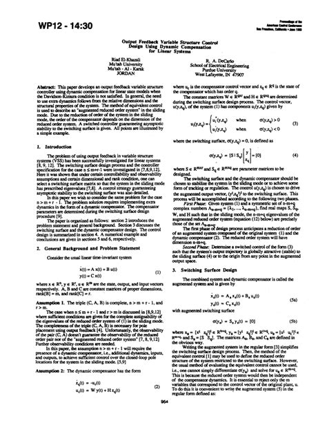 pdf output feedback variable structure control design using dynamic compensation for linear