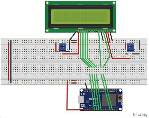 Interfacing Circuit Diagram Of LCD With ESP12 Without Using Shift