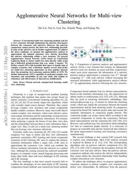pdf agglomerative neural networks for multi view clustering