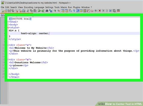 How To Center Text In Html With Pictures Wikihow